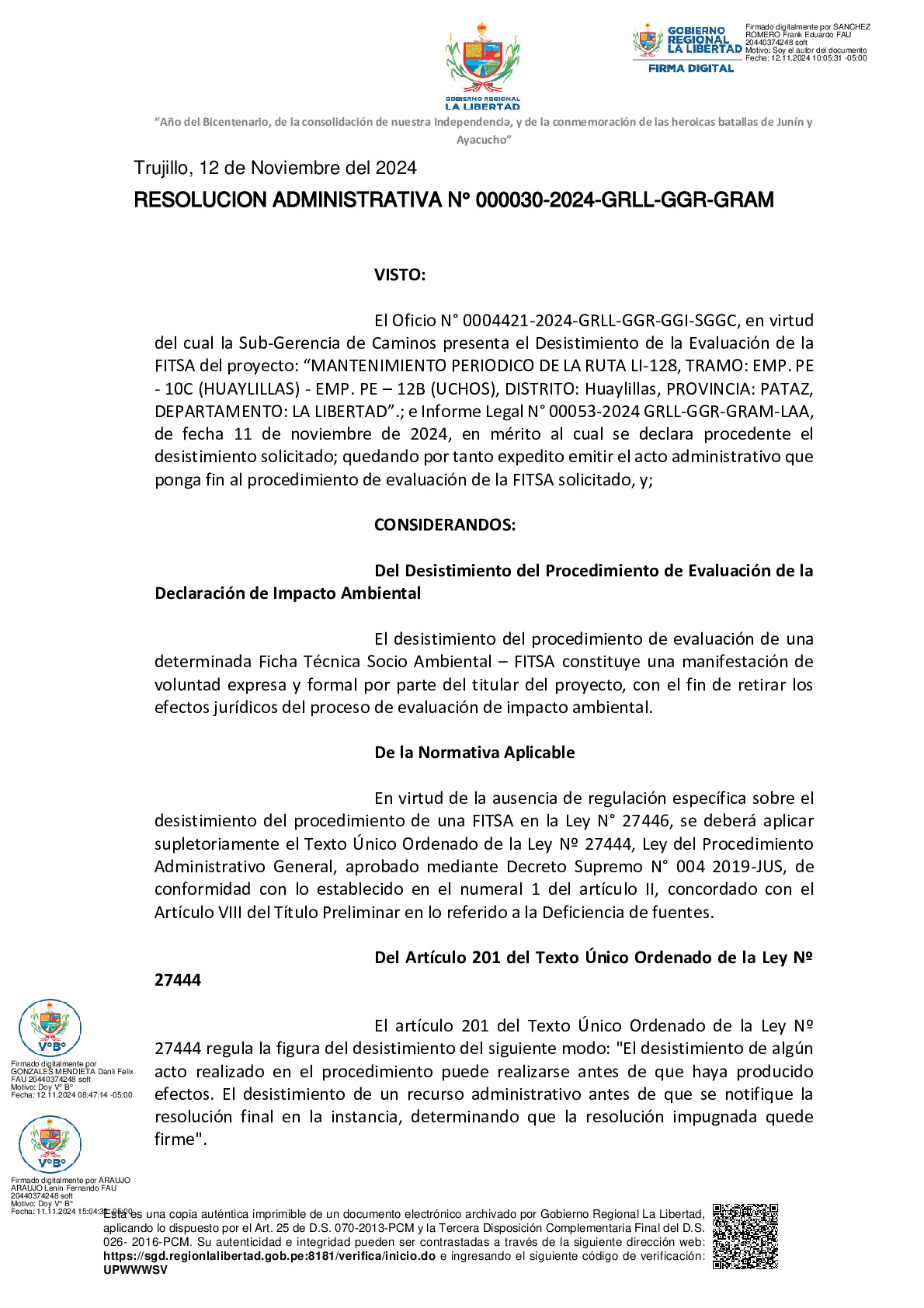 RESOLUCION ADMINISTRATIVA N° 000030-2024-GRLL-GGR-GRAM | SINIA